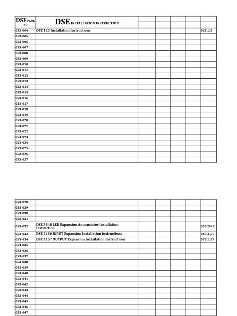 Dse Training Parts List | PDF
