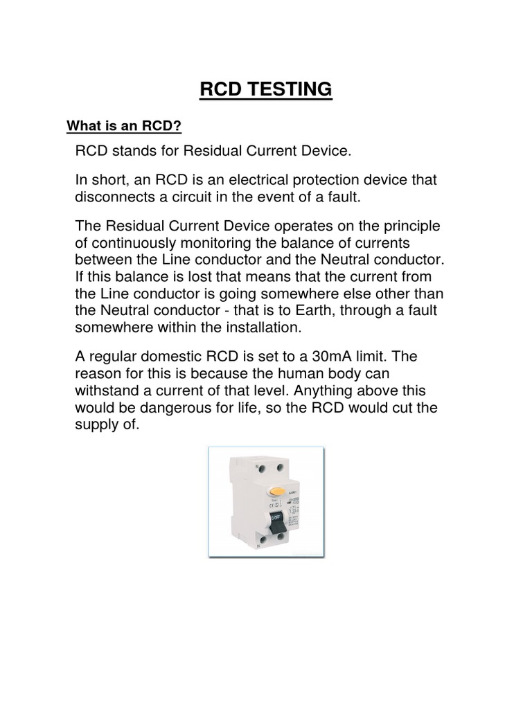 RCD Testing: What Is An RCD? | PDF