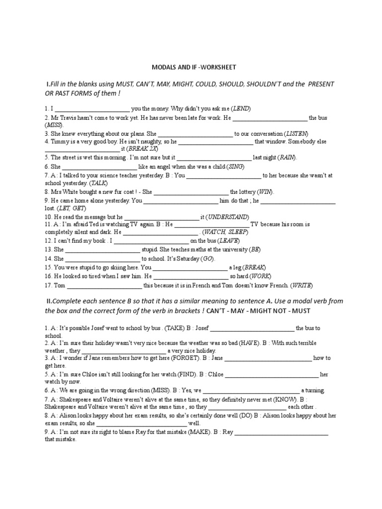 Modals, If Clauses, Reported Speech - Worksheet | PDF