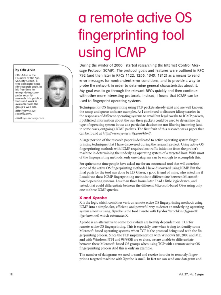 A Remote Active OS Fingerprinting Tool Using ICMP: by Ofir Arkin ...