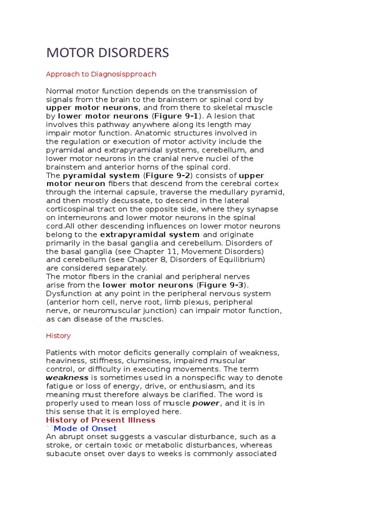 Motor Disorders | Download Free PDF | Motor Neuron | Weakness