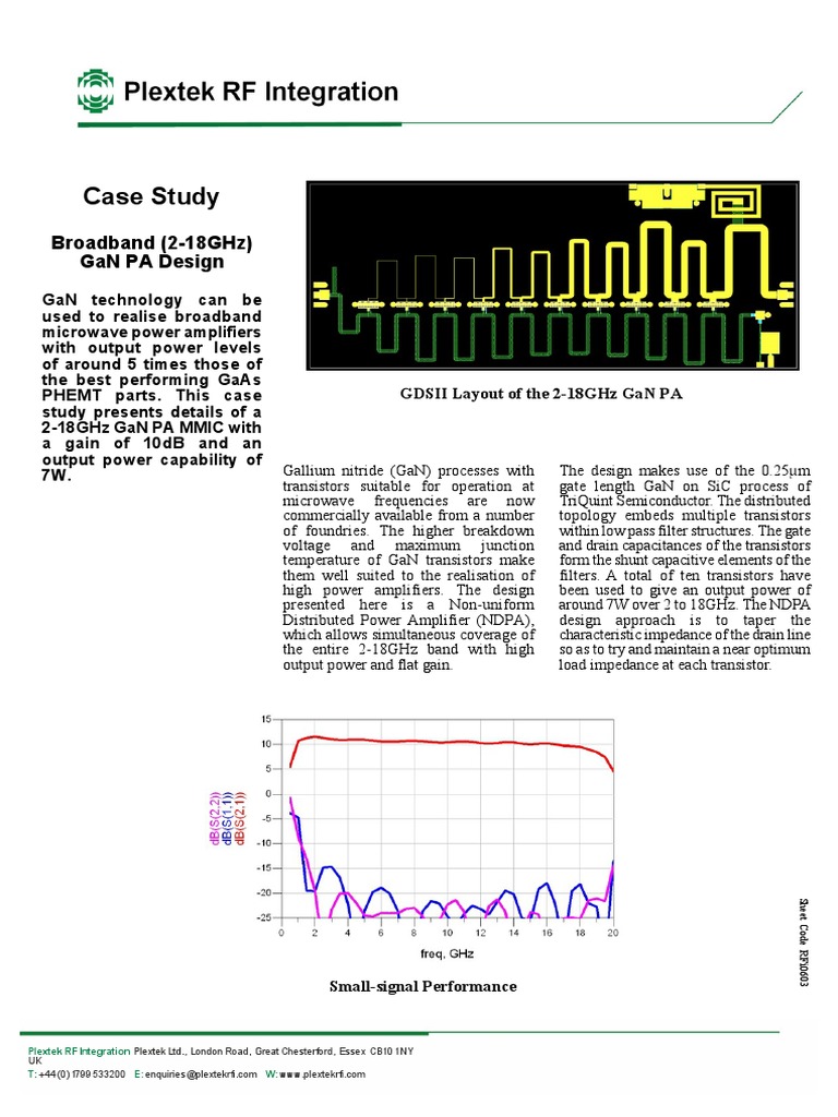 Broadband (2-18GHz) GaN PA Design | PDF | Amplifier | Field Effect ...