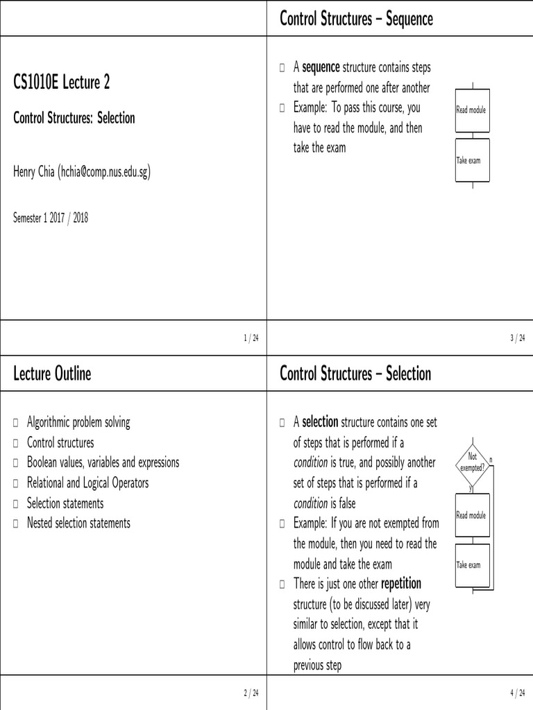 Semester 1 2017 / 2018: Read Module | PDF | Boolean Data Type | Control Flow