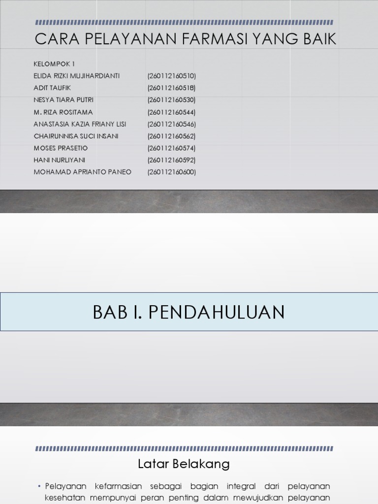 Kelompok 1 Kelas B - Cara Pelayanan Farmasi Yang Baik (CPFB) | PDF