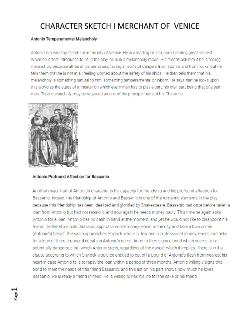 Character Sketches in Merchant of Venice | PDF | Art