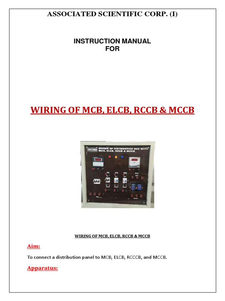 Wiring of MCB, Elcb, RCCB, MCCB MANUAL | PDF | Wire | Electrical Components