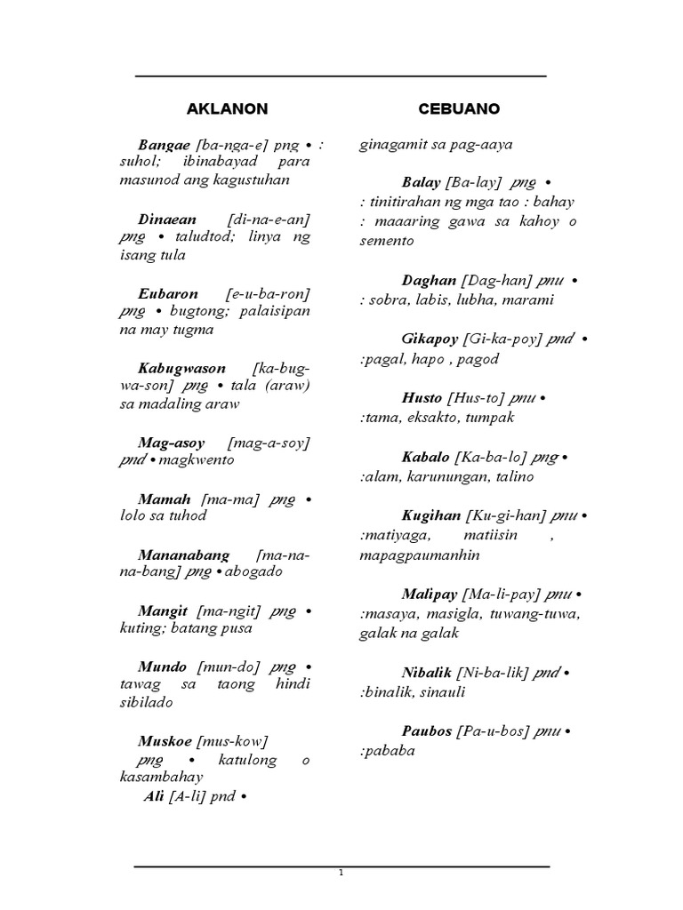 Aklanon Cebuano | PDF