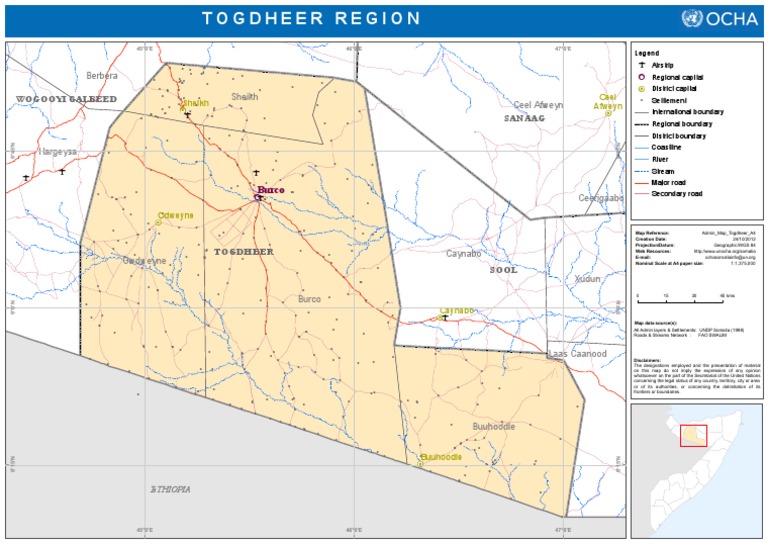 Administrative Map Togdheer A4 | PDF | Geographical Technology ...