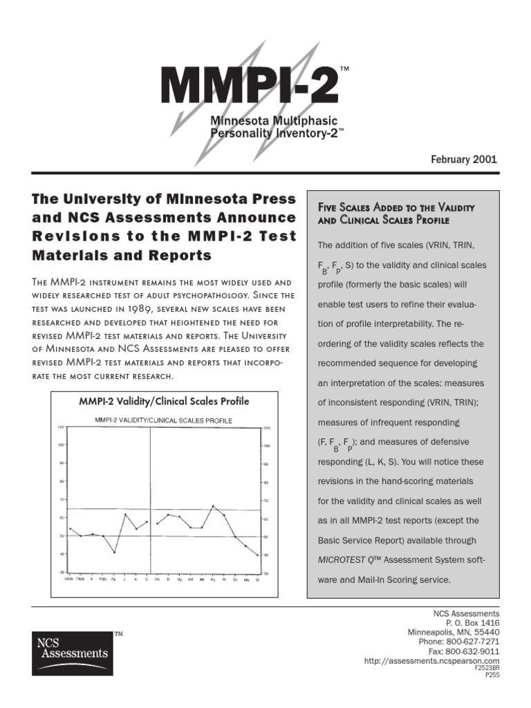 MMPI 2 Validity and Clinical Scales Profile PDF | PDF | Personality ...