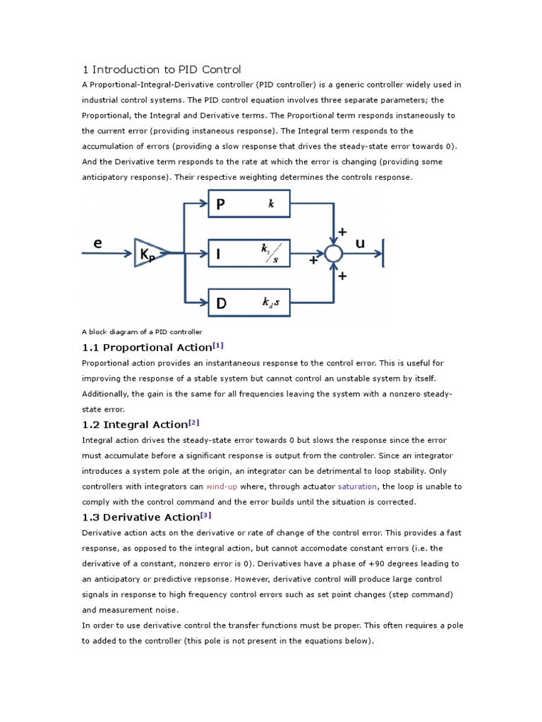 1 Introduction To PID Control: 1.1 Proportional Action | PDF | Control ...