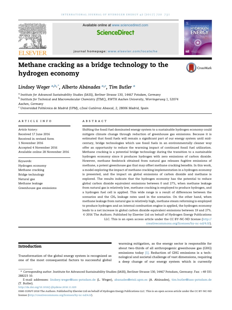 Methane Cracking As A Bridge Technology To The Hydrogen Economy | PDF ...