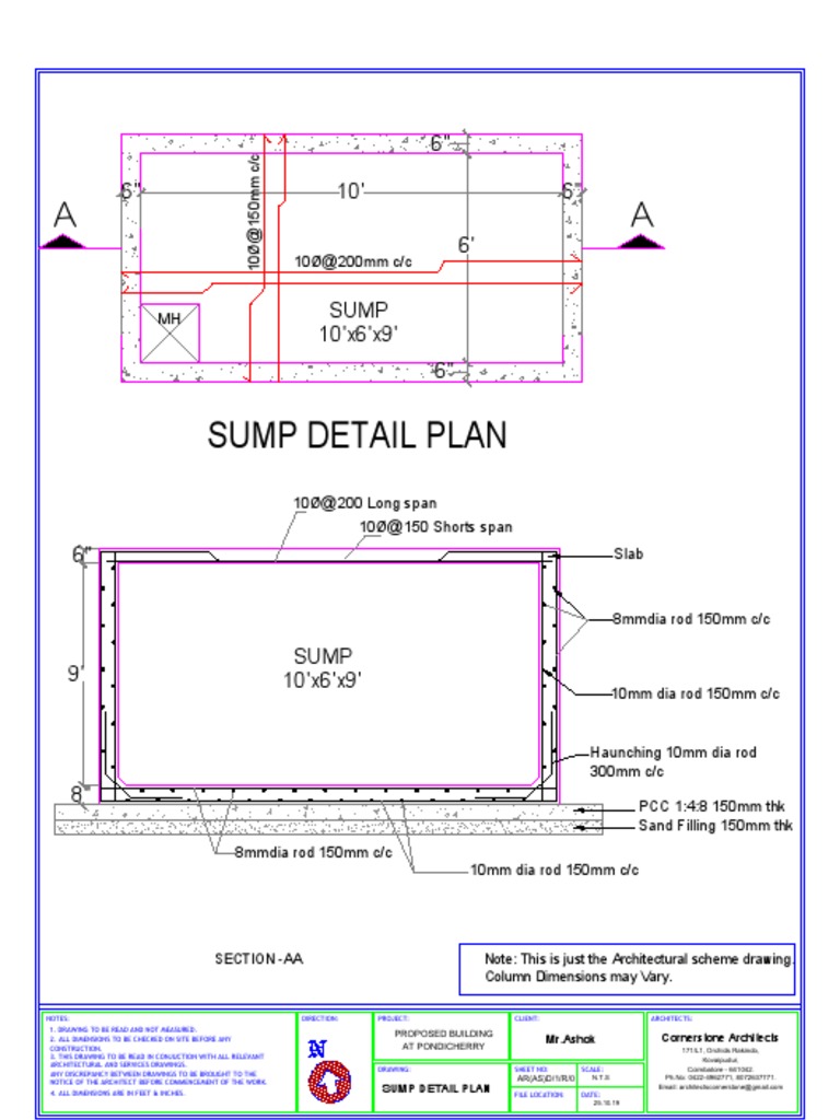 Sump Detail Plan: 10Ø 200mm C/C | PDF | Economic Sectors | Art Media