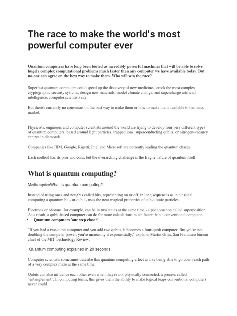 The Race To Make The World's Most Powerful Computer Ever: What Is ...