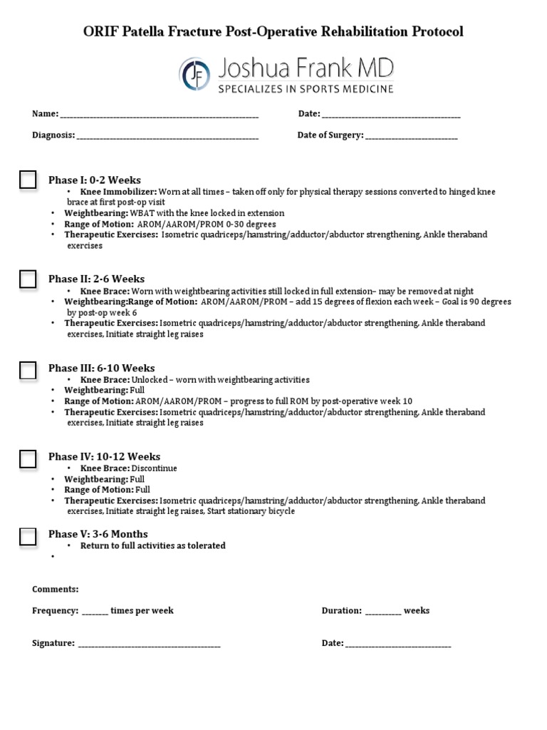 Orif Patella Fracture Rehab Protocol | PDF | Anatomical Terms Of Motion | Knee