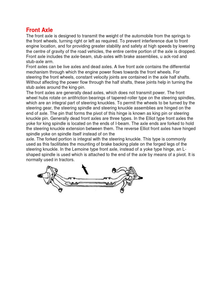 Front Axle Types and Functions | PDF