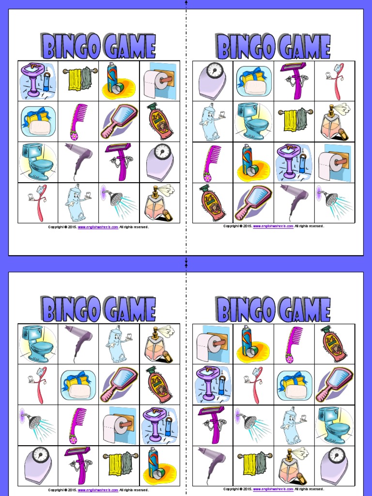 Bathroom Esl Bingo Game For Kids | PDF | Business | Lifestyle