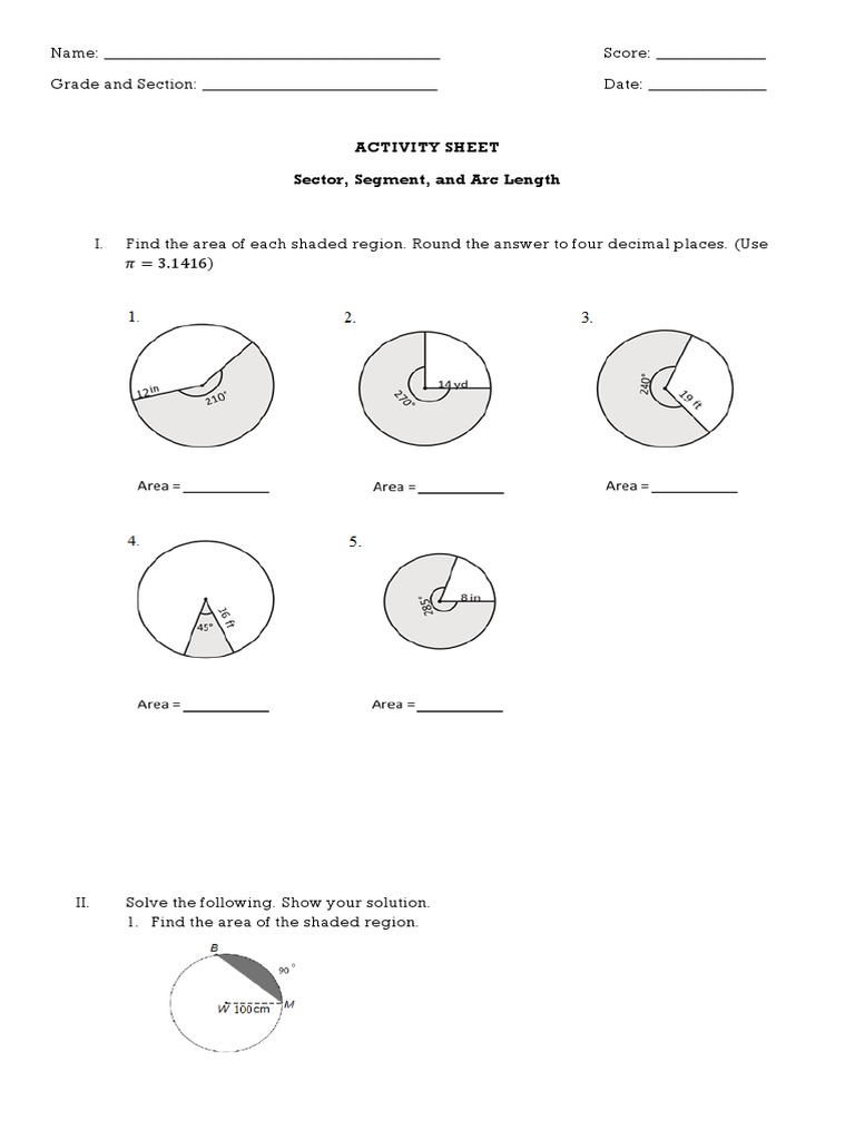 Area of Shaded Sectors and Segments | PDF | Teaching Methods & Materials