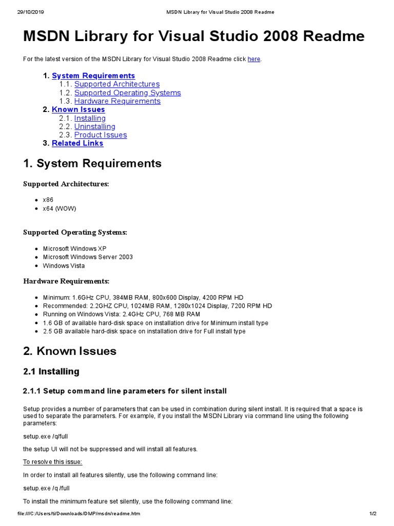 MSDN Library For Visual Studio 2008 Readme PDF | PDF | Microsoft Visual ...