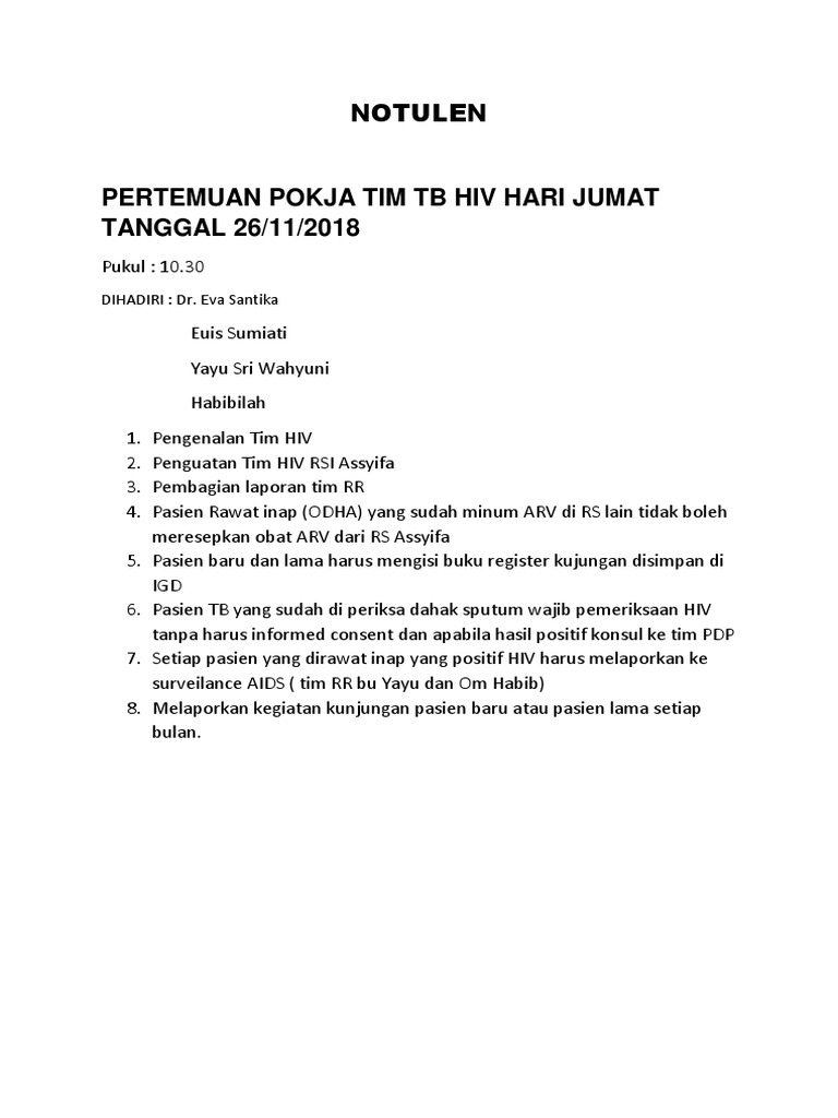 Notulen Pokja Hiv | PDF