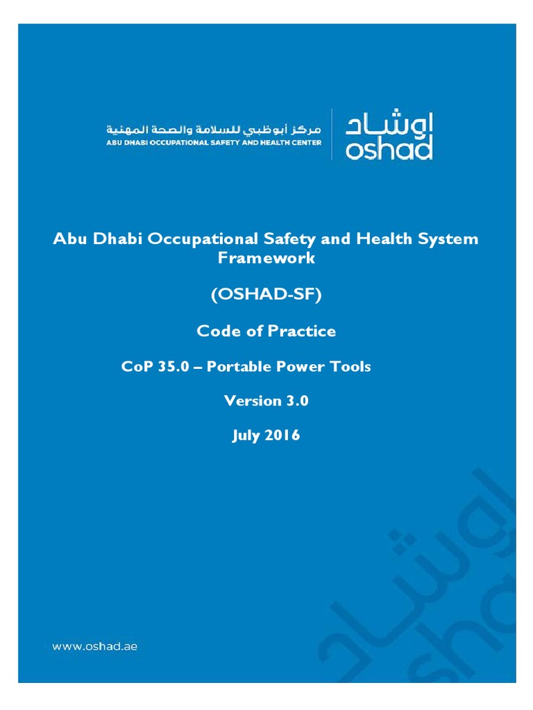 OSHAD-SF - CoP 35 - Portable Power Tools | PDF | Occupational Safety ...