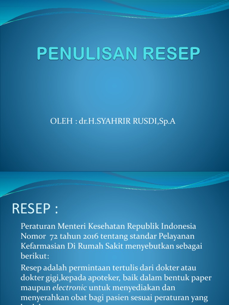 Panduan Penulisan Resep Obat Injeksi | PDF