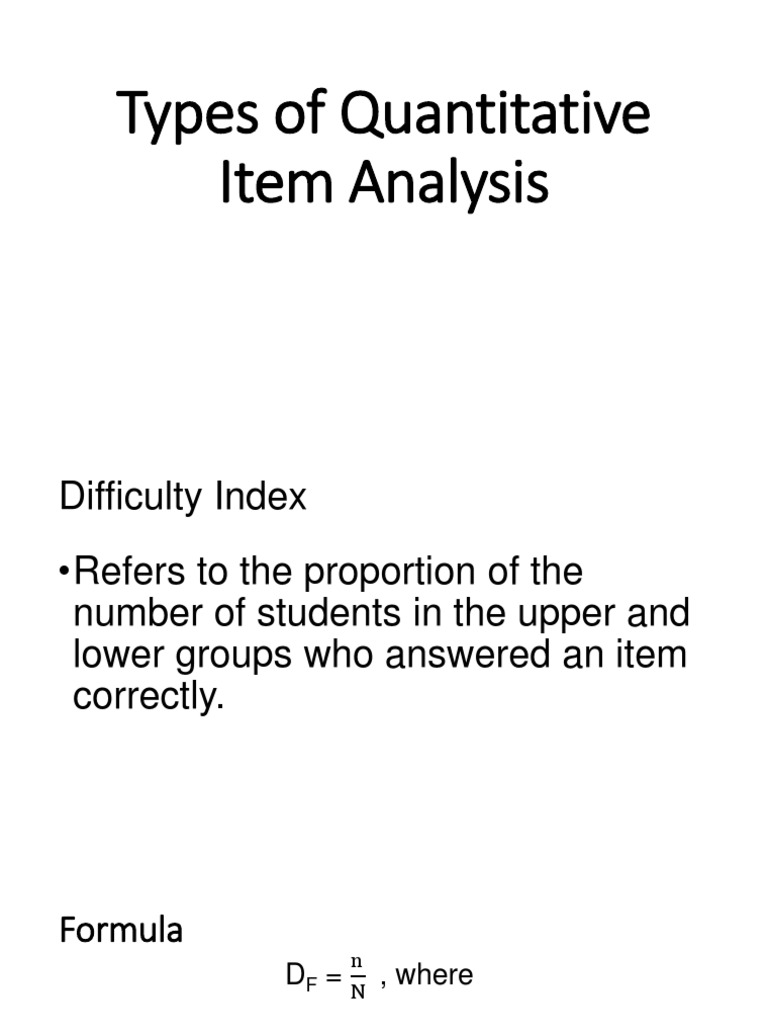 Types of Quantitative Item Analysis | PDF
