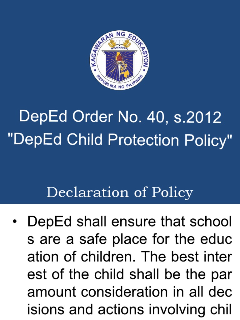 DepEd Child Protection Policy Overview | PDF | Child Abuse | Children's ...