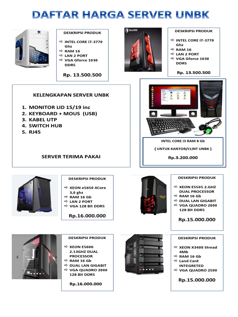 Xeon & i7 Servers: Specs & Prices | PDF | Computers