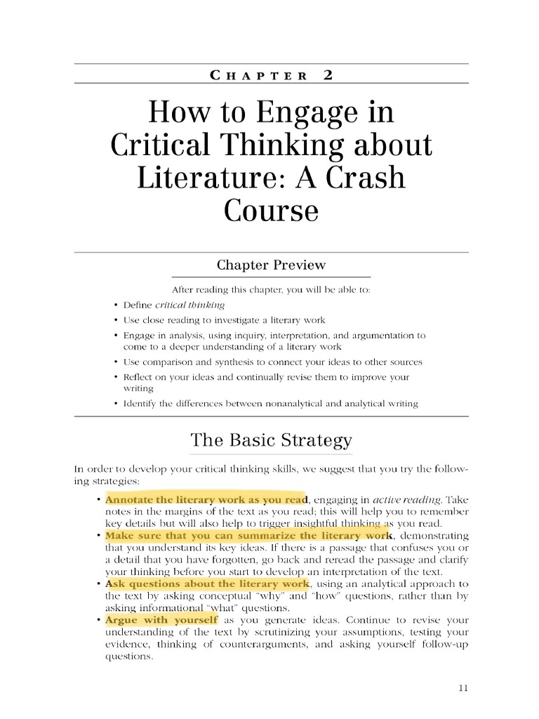 Chapter 2 - How To Engage in Critical Thinking About Literature ...