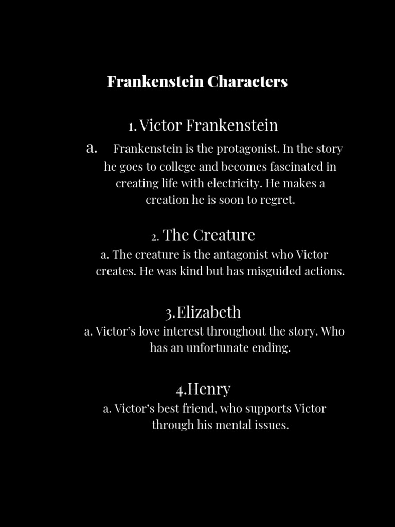 Frankenstein Character Guide | PDF