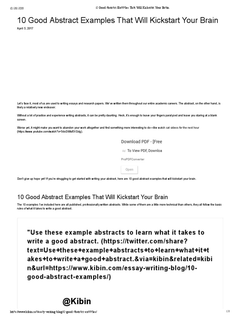 10 Good Abstract Examples That Will Kickstart Your Brain | PDF | Study ...