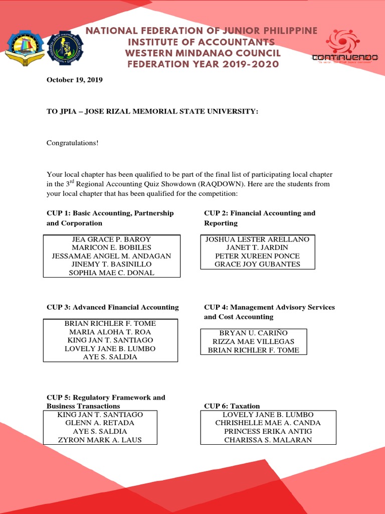 Jrmsu Confirmation Letter | PDF | Companies | Financial Economics
