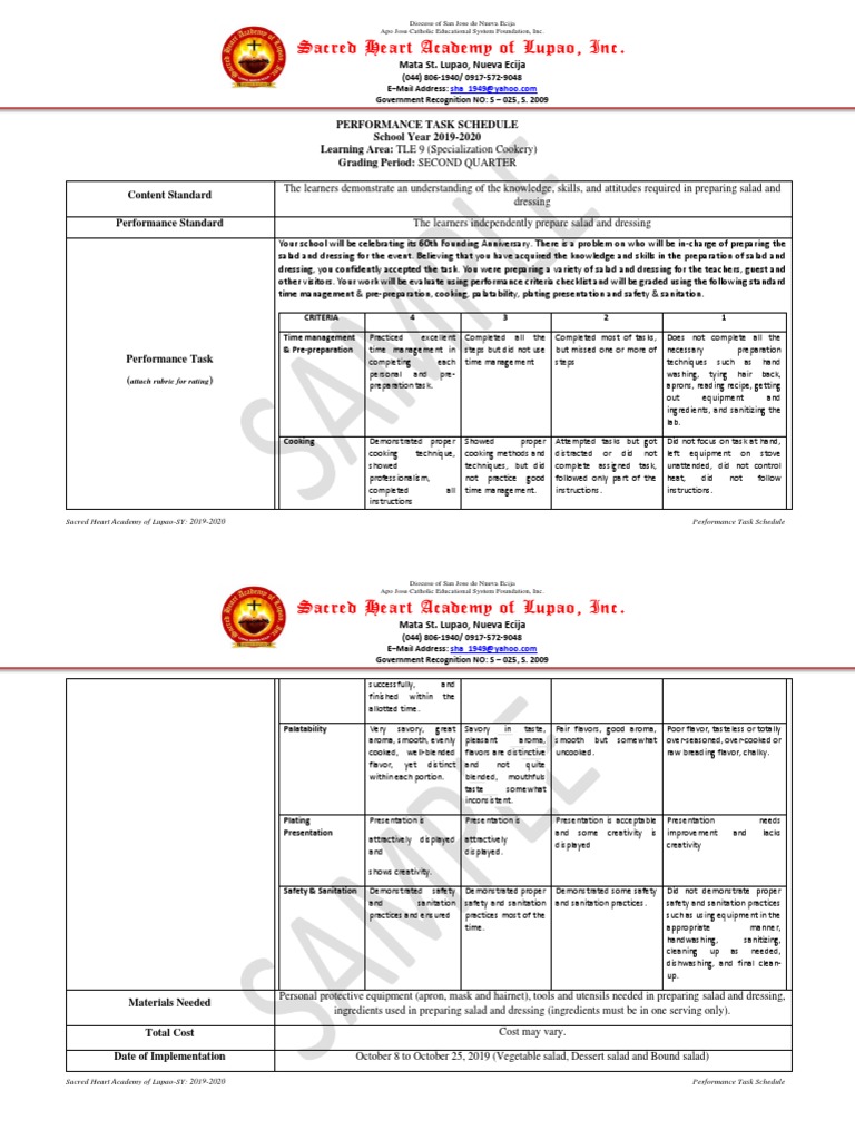 Sample Peta Schedule | PDF | Salad | Behavior Modification