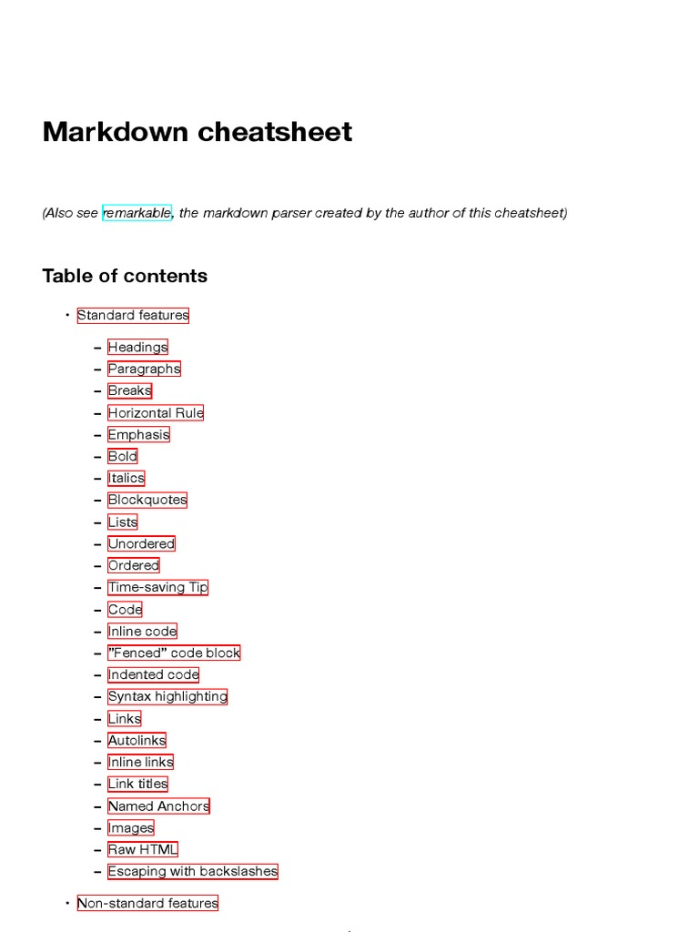 Markdown Cheatsheet | PDF | Text | Computer File Formats