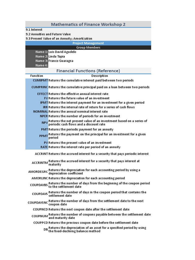 Finance Workshop: Interest & Annuities | PDF | Bond Duration | Present ...