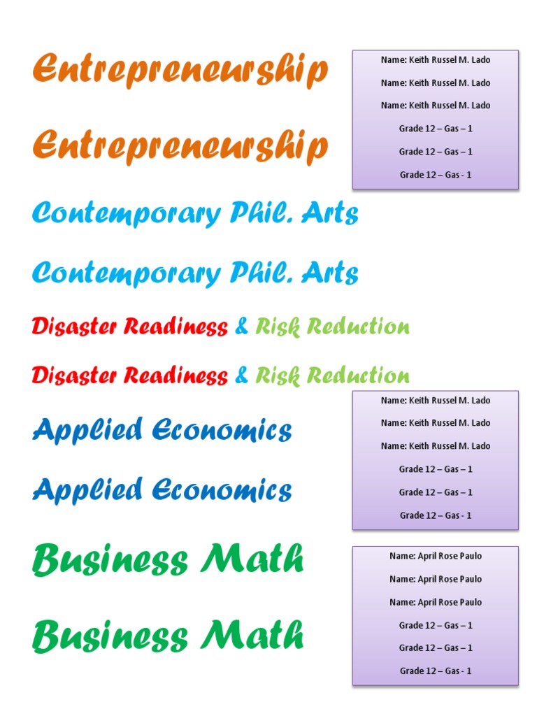 Grade 12 Entrepreneurship & Business Courses | PDF
