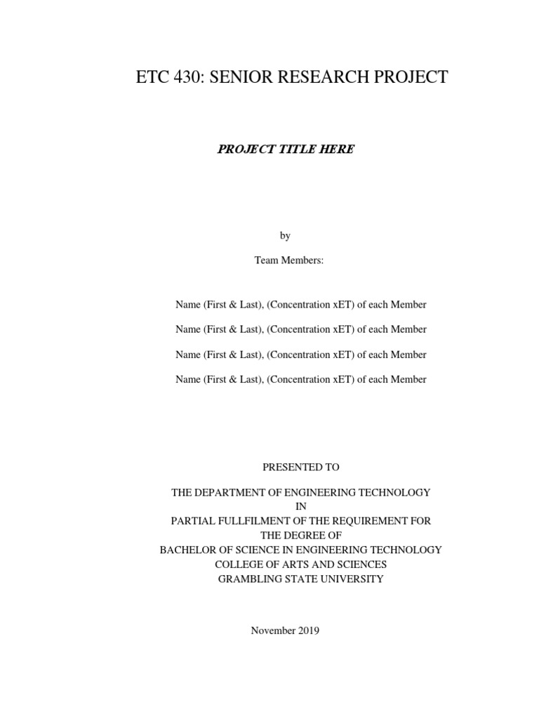 Etc 430: Senior Research Project | PDF | Thesis | Computing