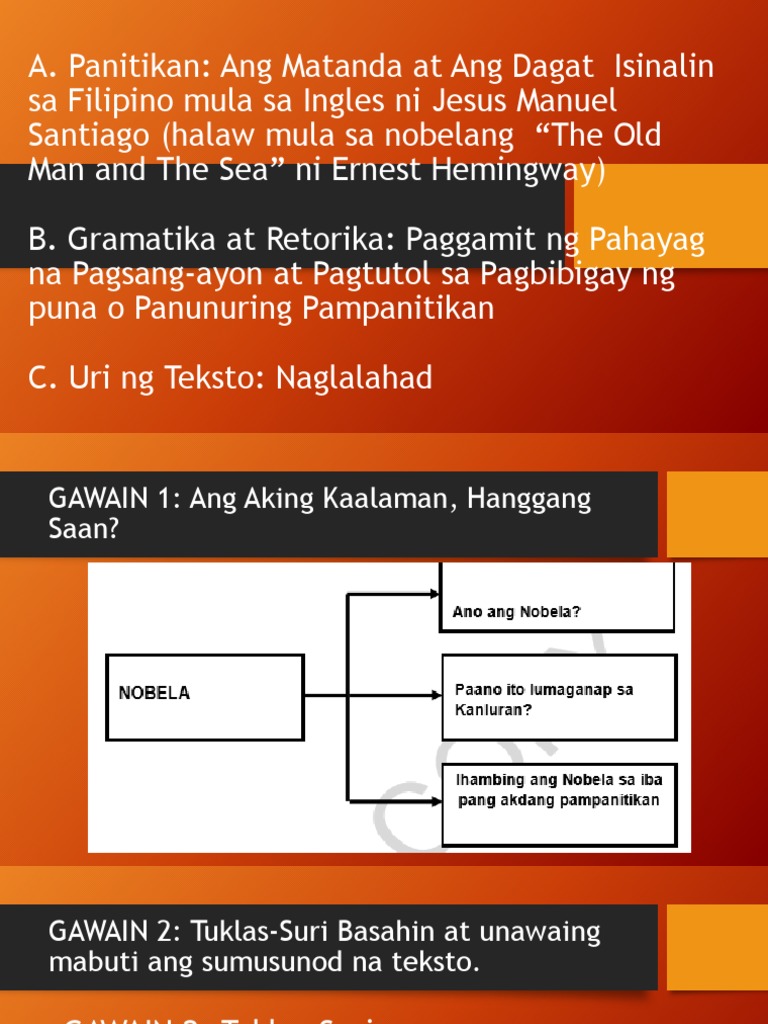Aralin 2.3 Ang Matanda at Ang Dagat (Autosaved) | PDF