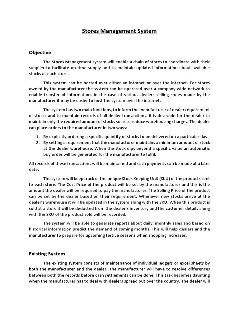 Stores Management System | PDF | Retail | Warehouse