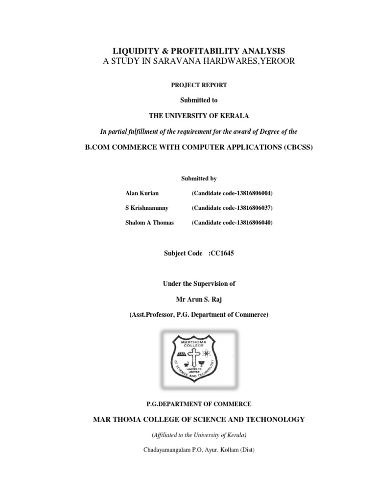 Liquidity and Profitability Analysis | PDF | Methodology | Financial ...
