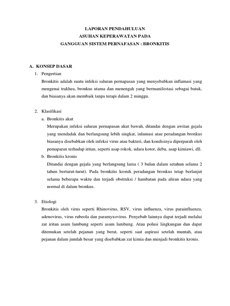 Laporan Pendahuluan Bronkitis | PDF
