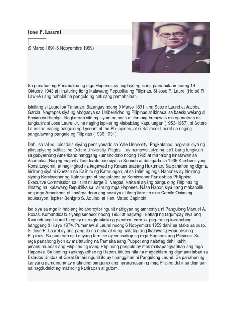 Jose P. Laurel | PDF