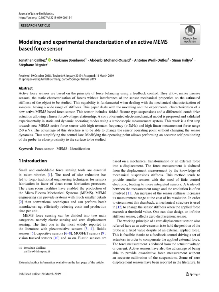 Modeling and Experimental Characterization of An Active MEMS Based ...