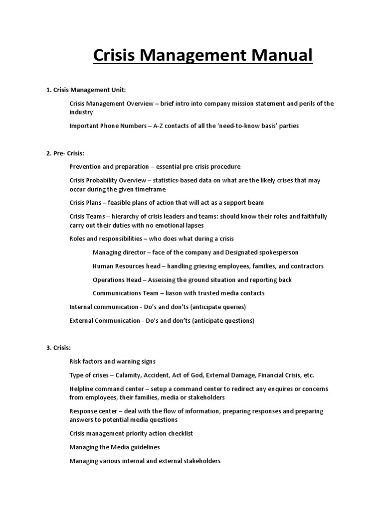 Crisis Management Guidelines | PDF | Crisis Management | Business