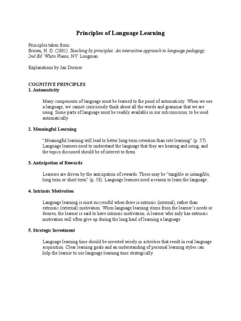 Principles of Teaching | PDF | Language Acquisition | Motivation