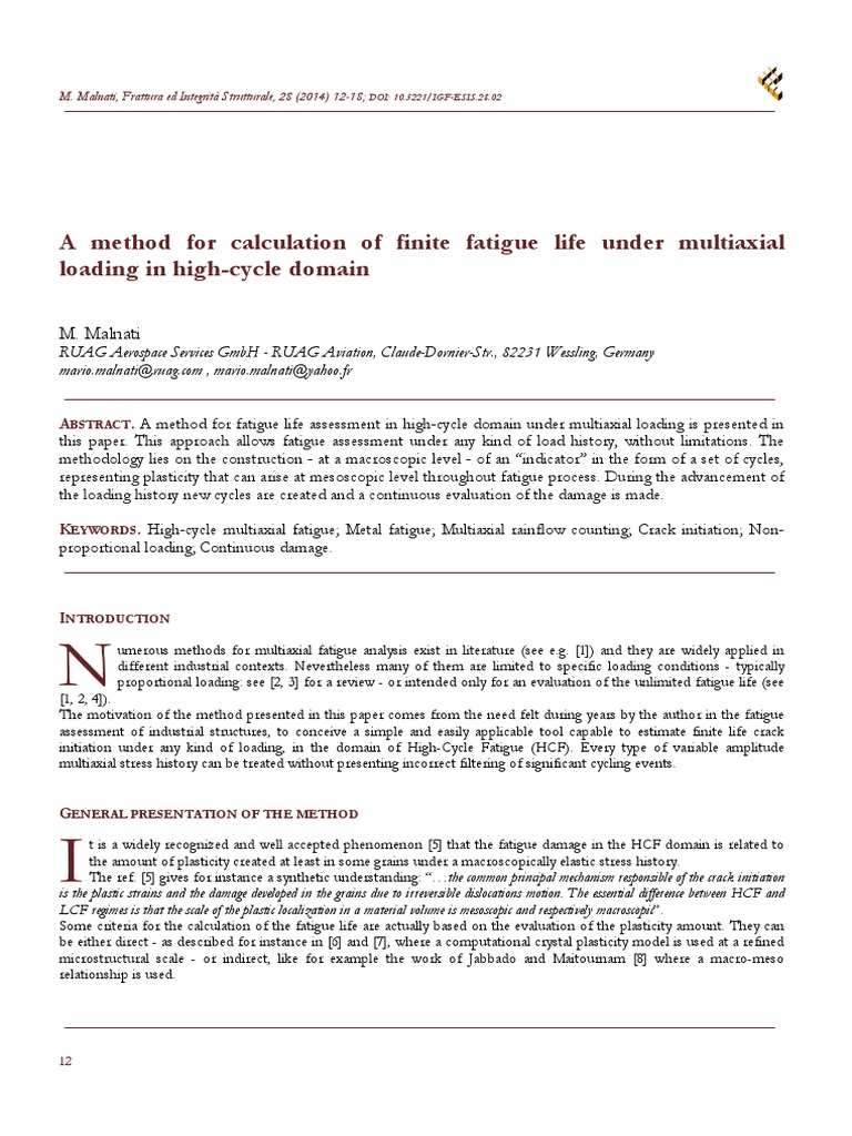 A Method For Calculation of Finite Fatigue Life Under Multiaxial ...