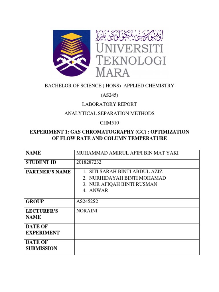Lab Report GC | PDF | Gas Chromatography | Chromatography
