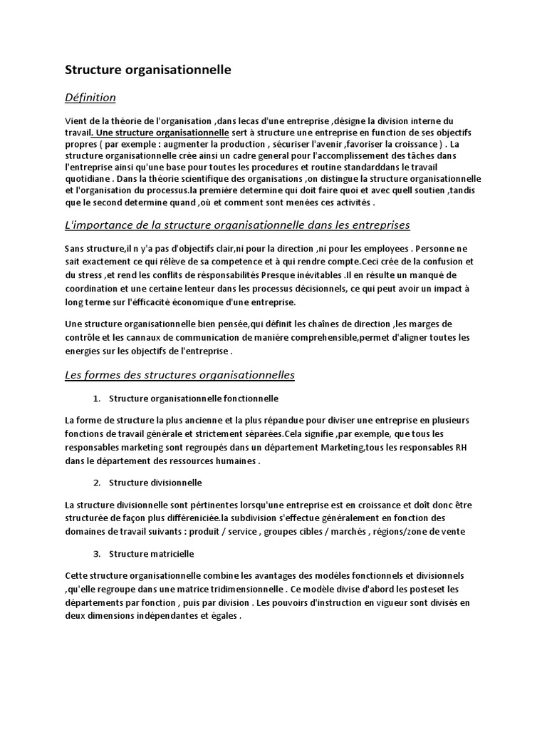 Structure Organisationnelle | PDF | Investir | Croissance économique