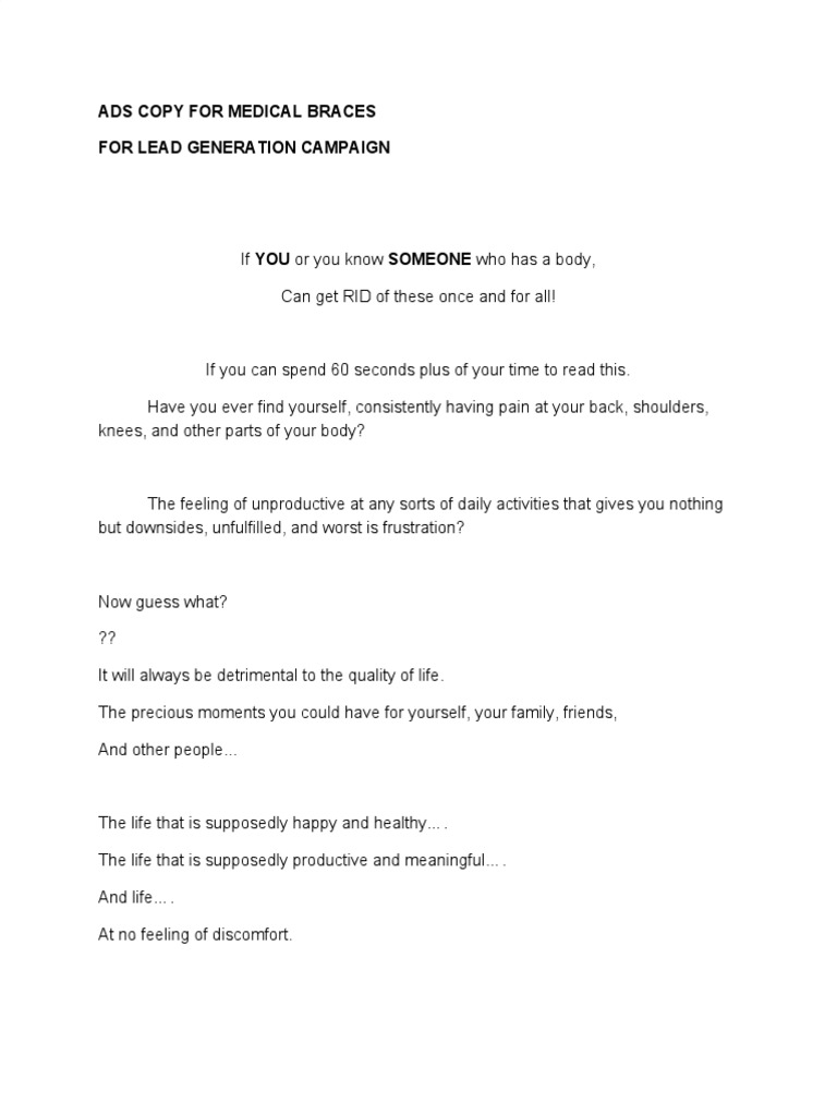 Medical Braces Ads | PDF | Pain