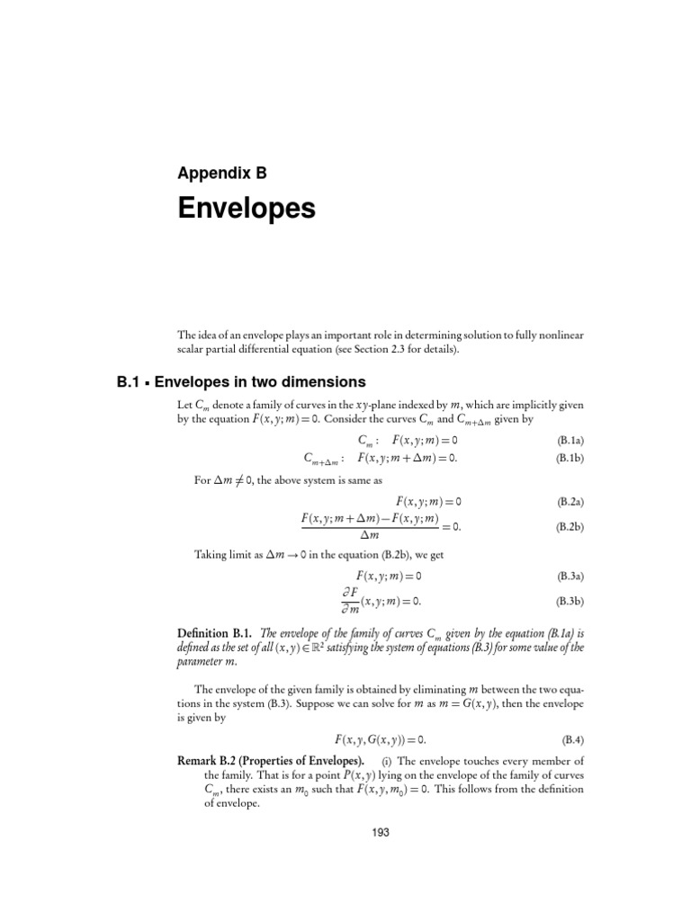 Envelopes of Curves and Surfaces in 2D and 3D | PDF | Equations ...